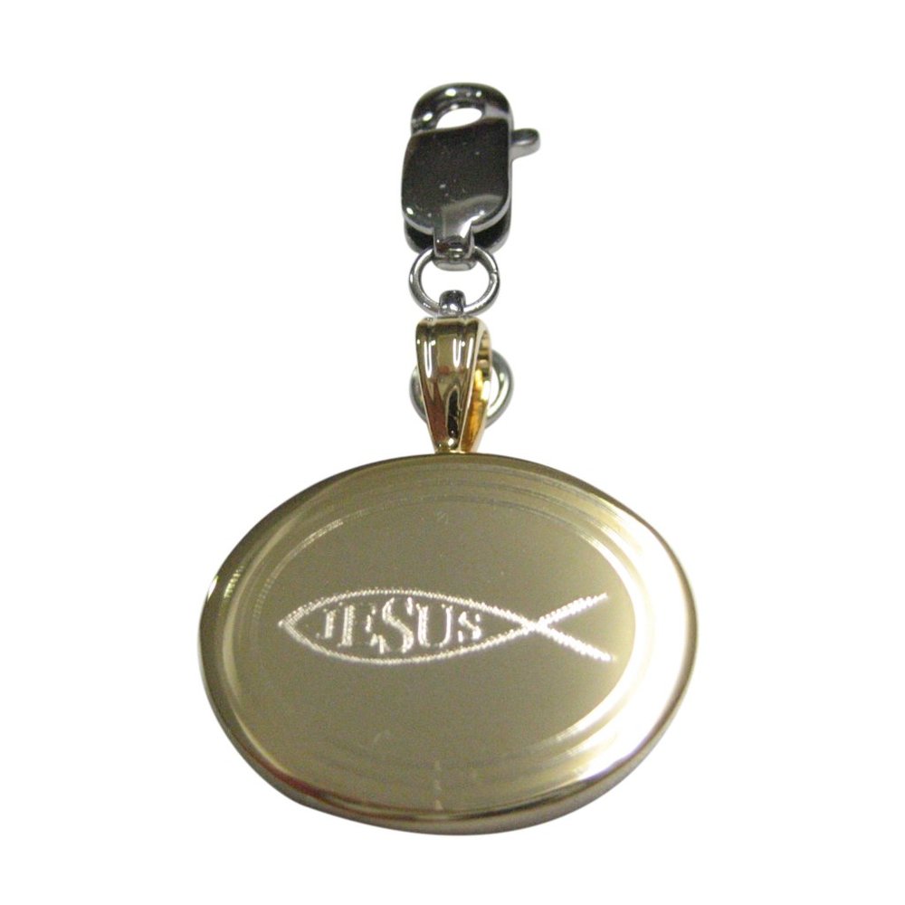 Ichthys Jesus Fish Pendant Zipper Pull Charm - Gem